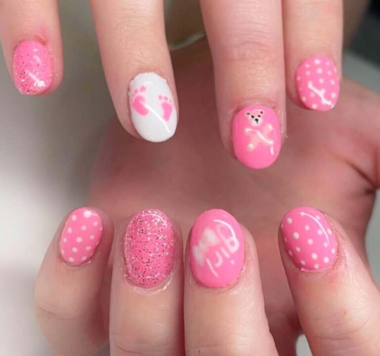 49 Trendy and Cute Baby Shower Nail Ideas to Celebrate Your Little One ...