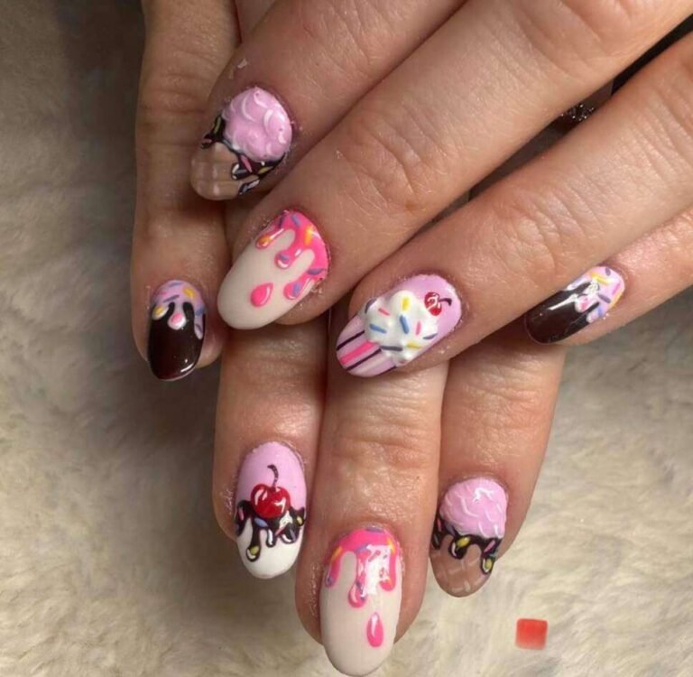 Get the Scoop: 45 Deliciously Fun Ice Cream Nail Designs