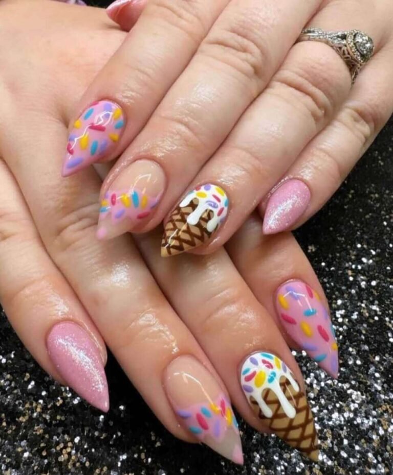 Get the Scoop: 45 Deliciously Fun Ice Cream Nail Designs